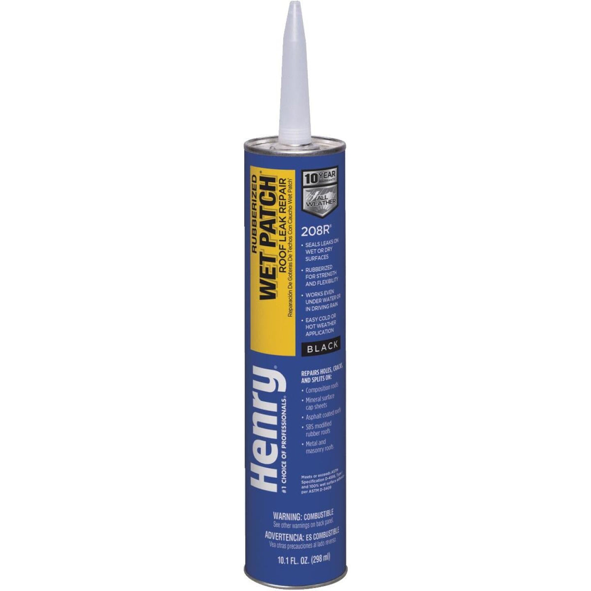 Henry Wet Patch 10.1 Oz. Rubberized Roof Cement and Patching Sealant ...